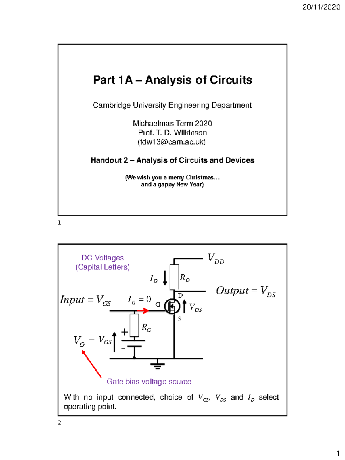 L10 DC FETs by example - notes - Part 1A – Analysis of Circuits ...