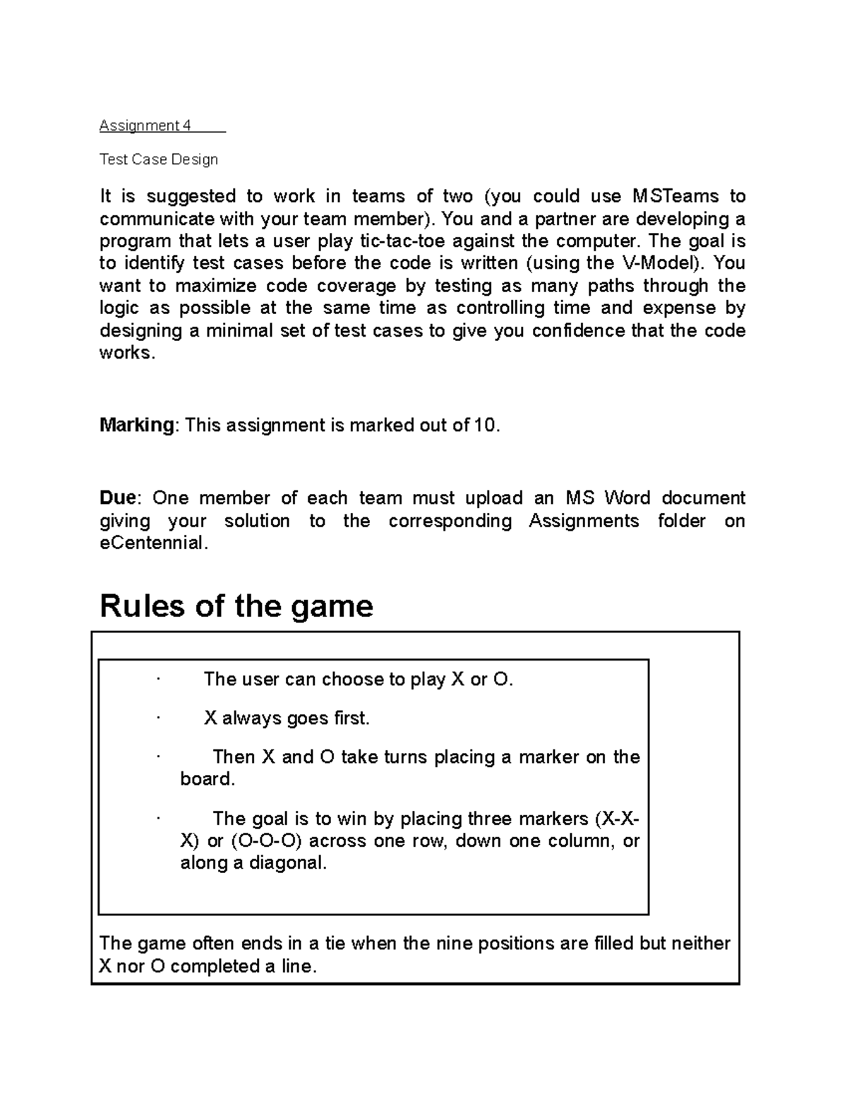 Assignment 4 Software Testing And Quality Comp 311 Copy Assignment 4 Test Case Design It Is