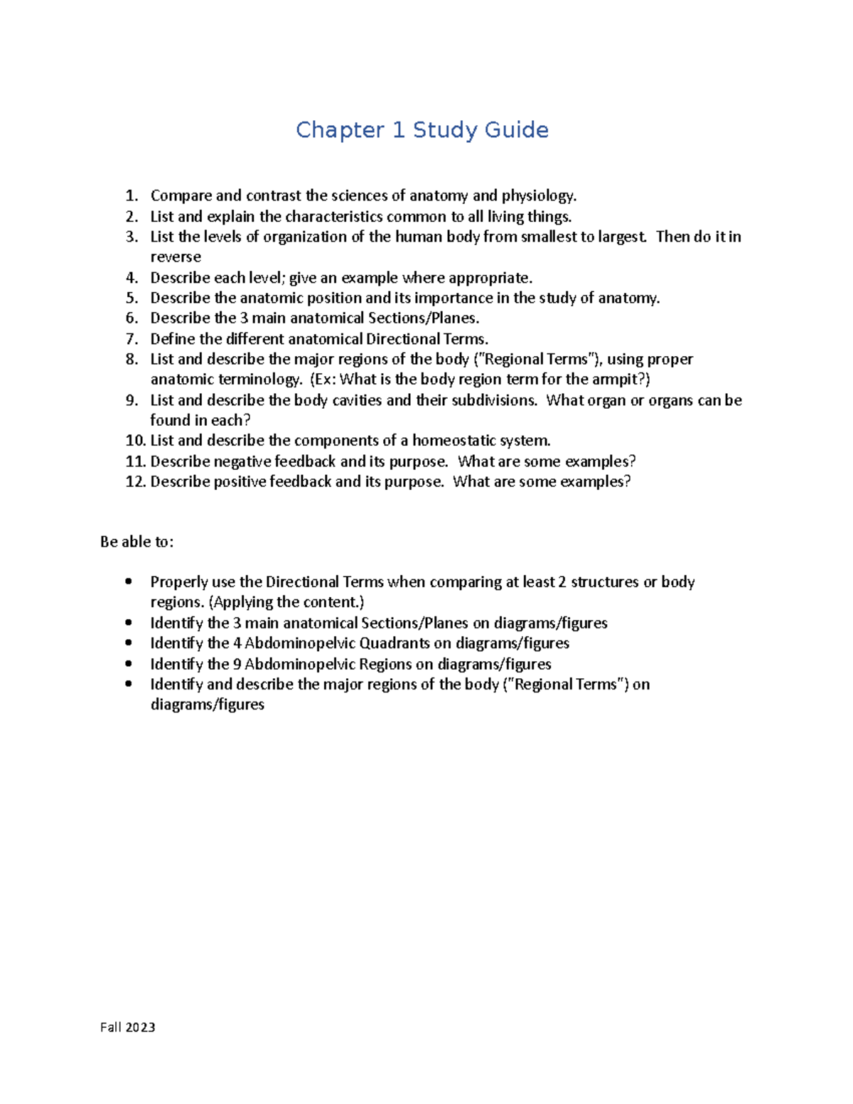 Chapter 1 Study Guide - Chapter 1 Study Guide 1. Compare and contrast ...