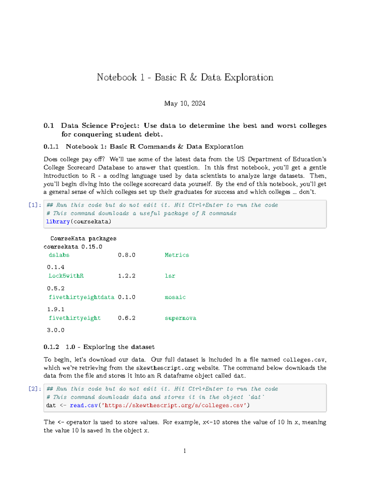 Notebook 1 - Basic R & Data Exploration - Notebook 1 - Basic R & Data ...