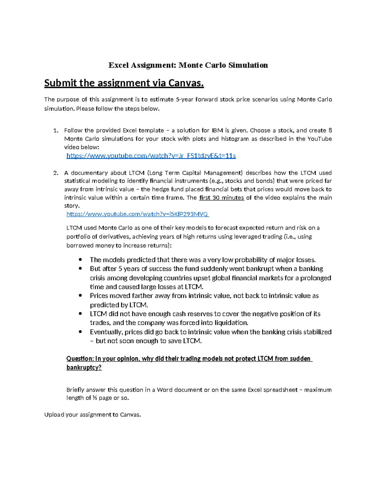 Excel+Assignment+Monte+Carlo - Excel Assignment: Monte Carlo Simulation Submit the assignment ...