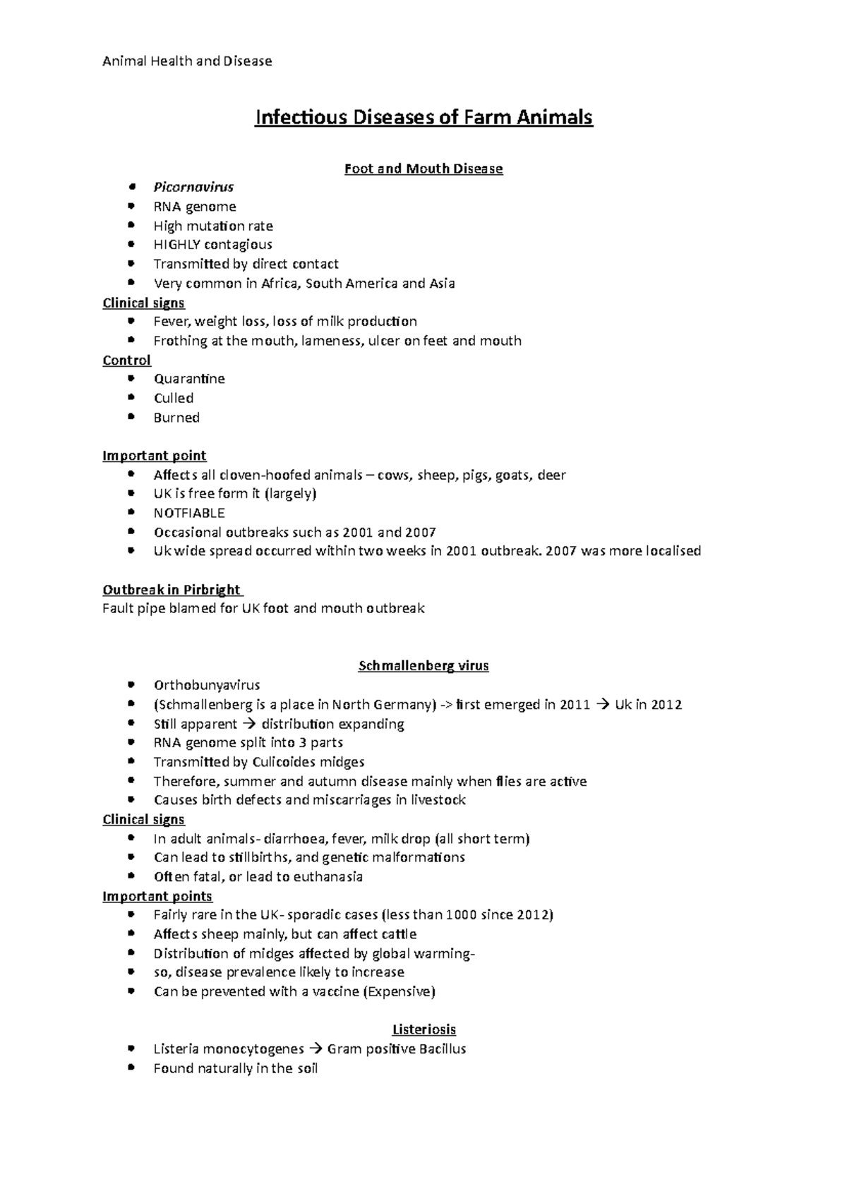 Infectious Diseases of Farm Animals - notes - Infectious Diseases of ...