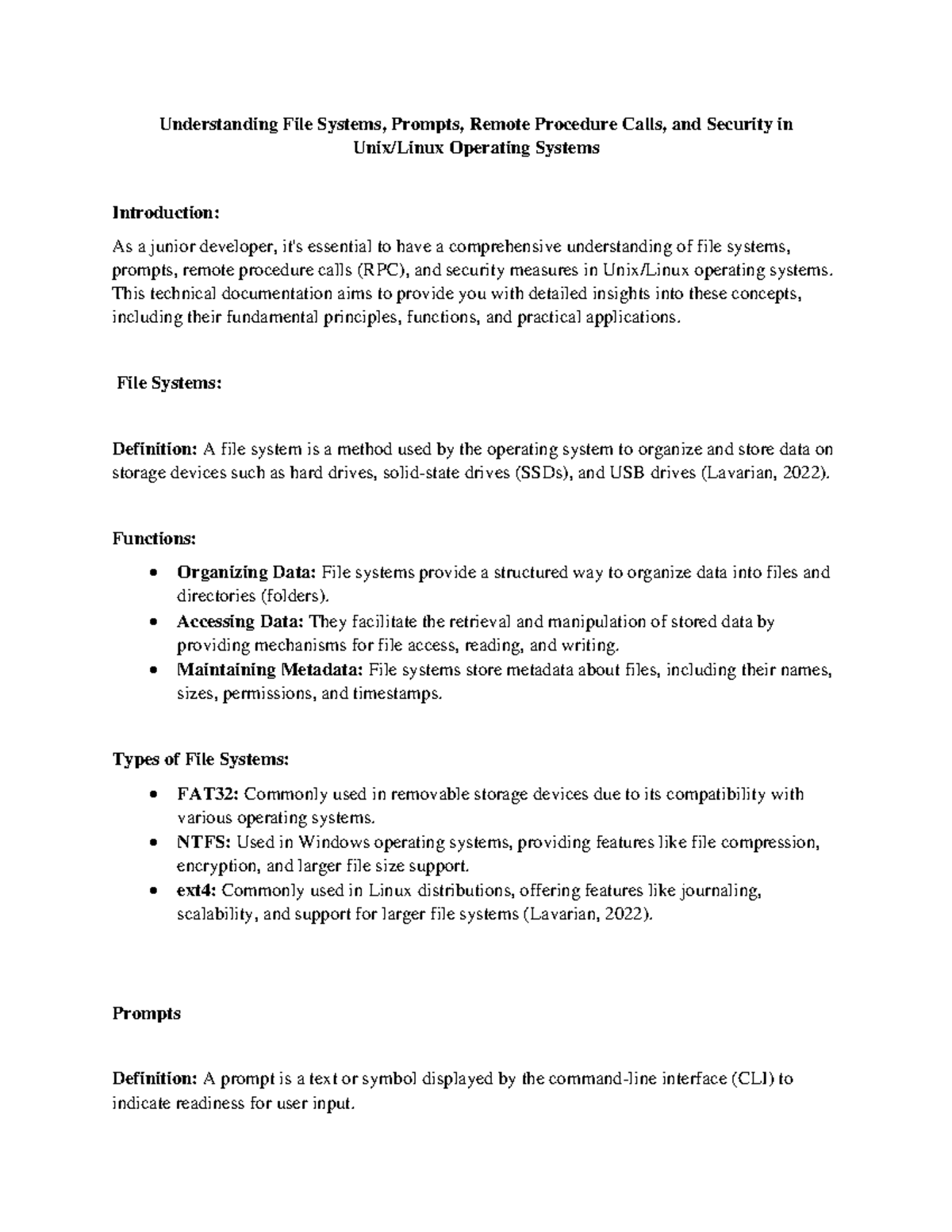 WEEK 3 Written Asignment CS 3307-01 - Understanding File Systems, Prompts, Remote Procedure ...