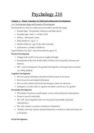 Chapter 1 - Theories of Development Cheat Sheet - 1 Theories of ...
