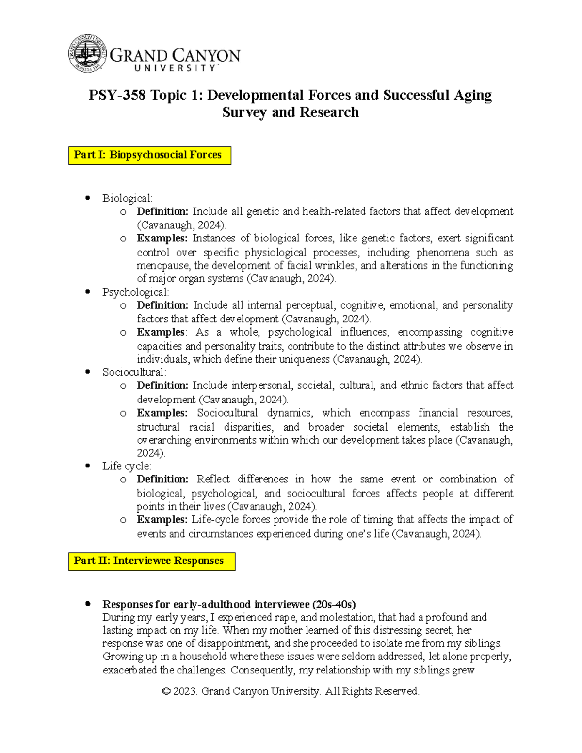 PSY-358 T1-Developmental Forces Successful Aging Assignment - PSY-358 ...