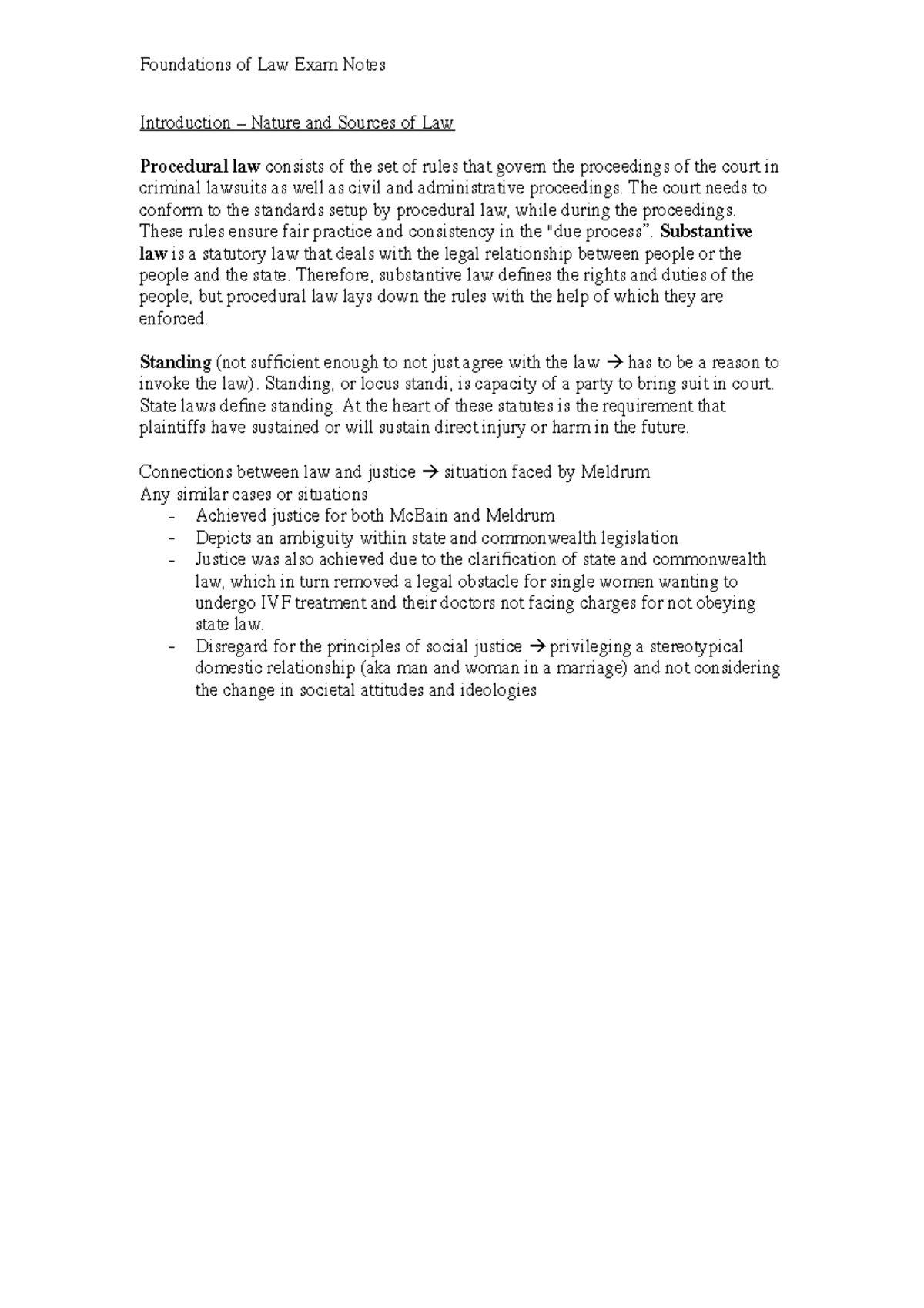 Foundations of Law Notes - Foundations of Law Exam Notes Introduction ...