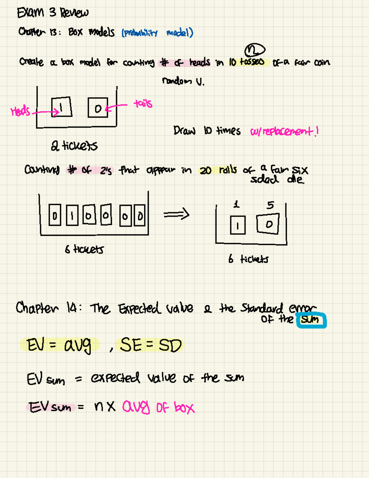 Exam 3 Review - EXAM 3 Review chapter 13 : BOX models (probability ...