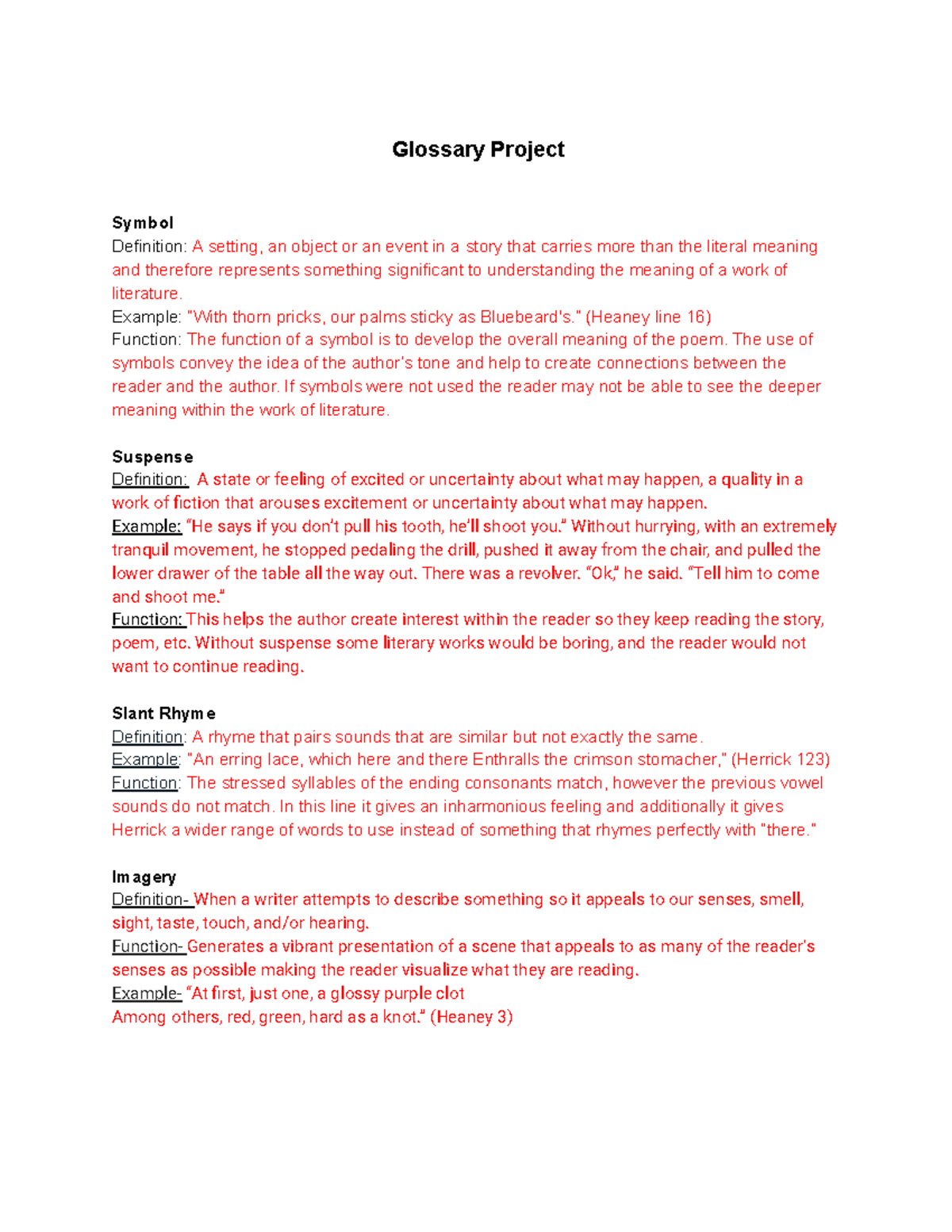 ENGL 121 Glossary Project - Glossary Project Symbol Definition:A ...