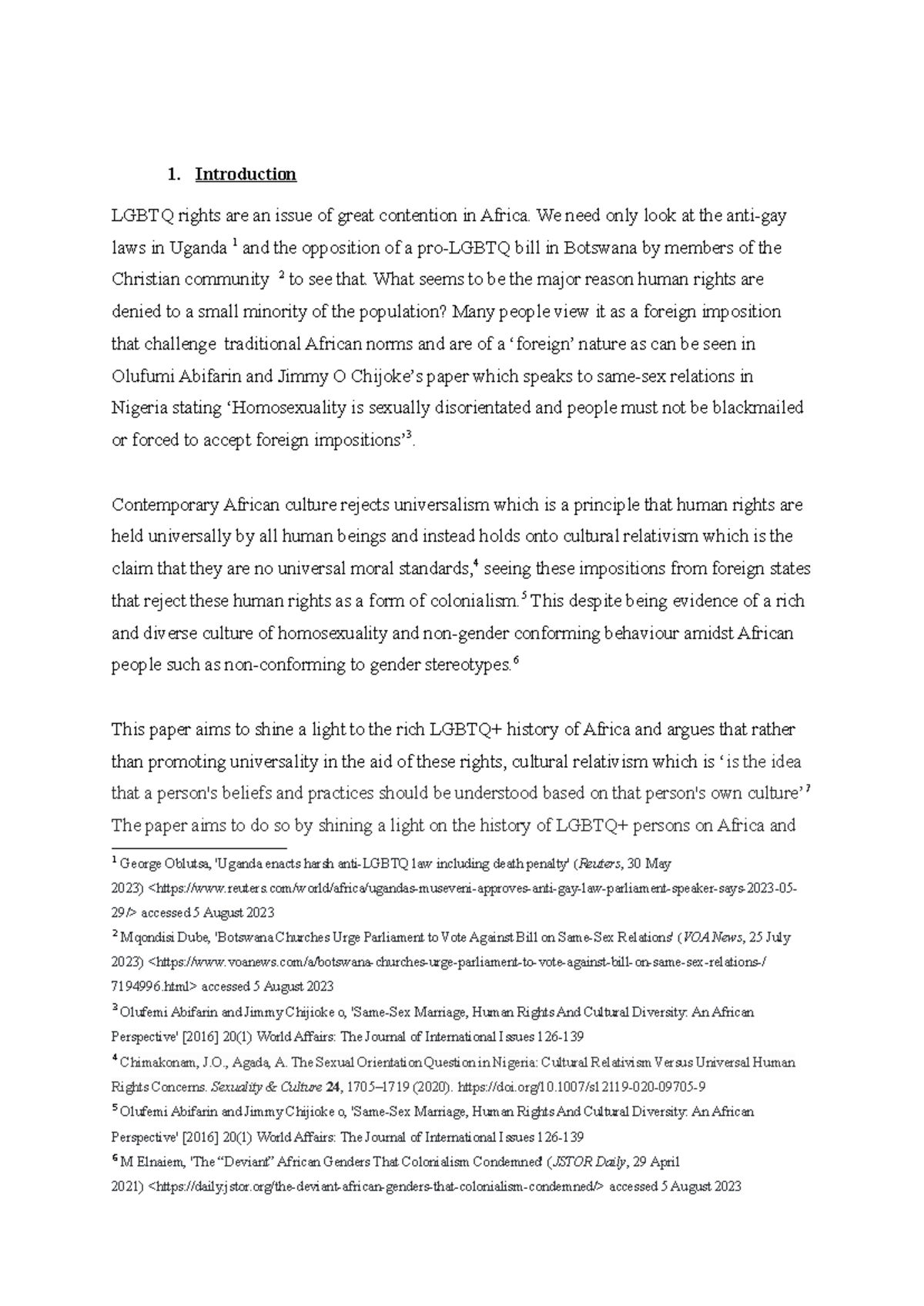 Cultural Relativism- An Aid to LGBTQ Rights in Africa - 1. Introduction ...