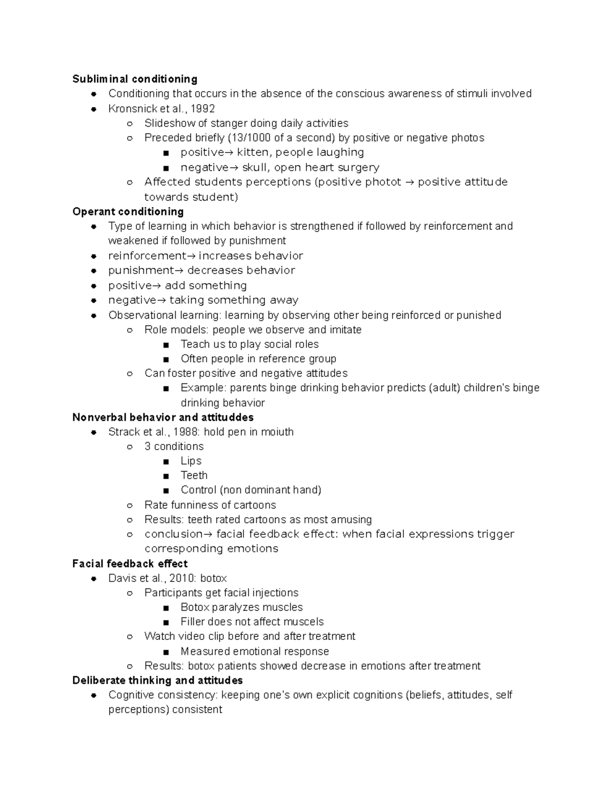 Social Psychology Exam 2 - Subliminal conditioning Conditioning that ...