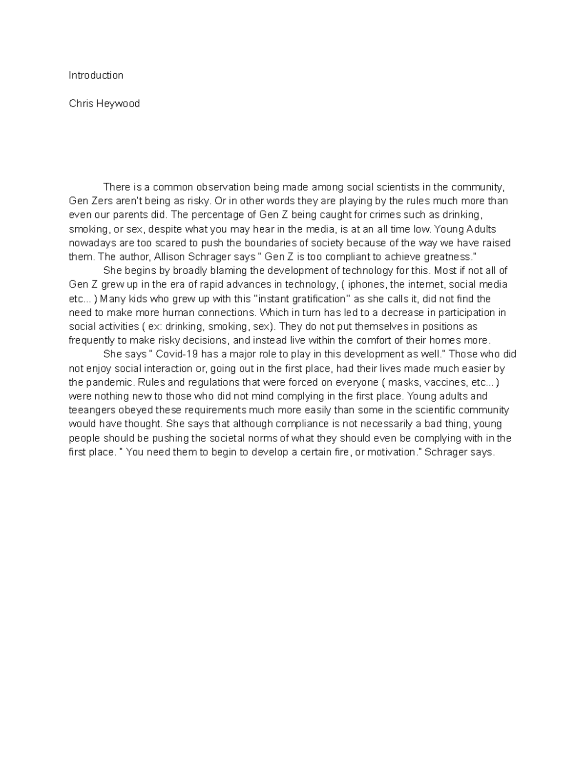 Introduction - Analysis of rhetorical context. - Introduction Chris ...