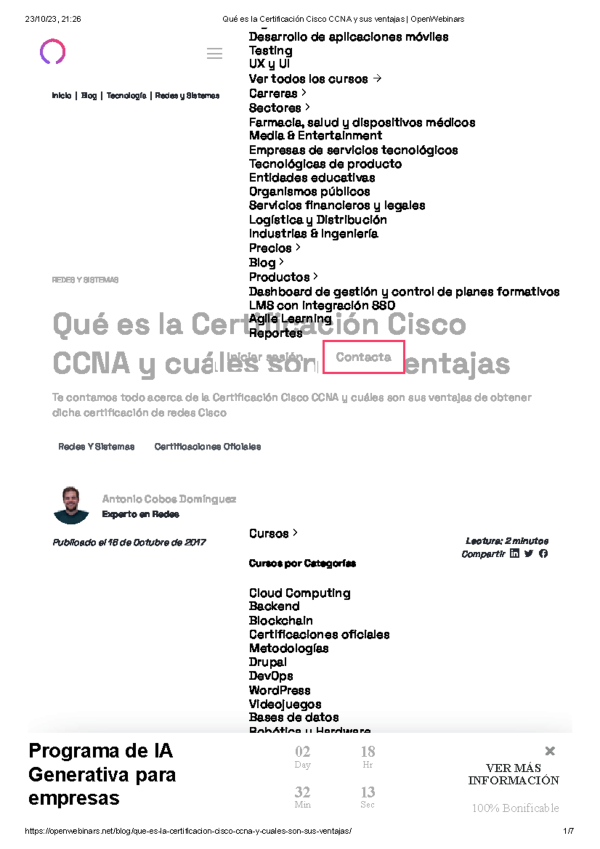Qué es la Certificación Cisco CCNA y sus ventajas Open Webinars ...