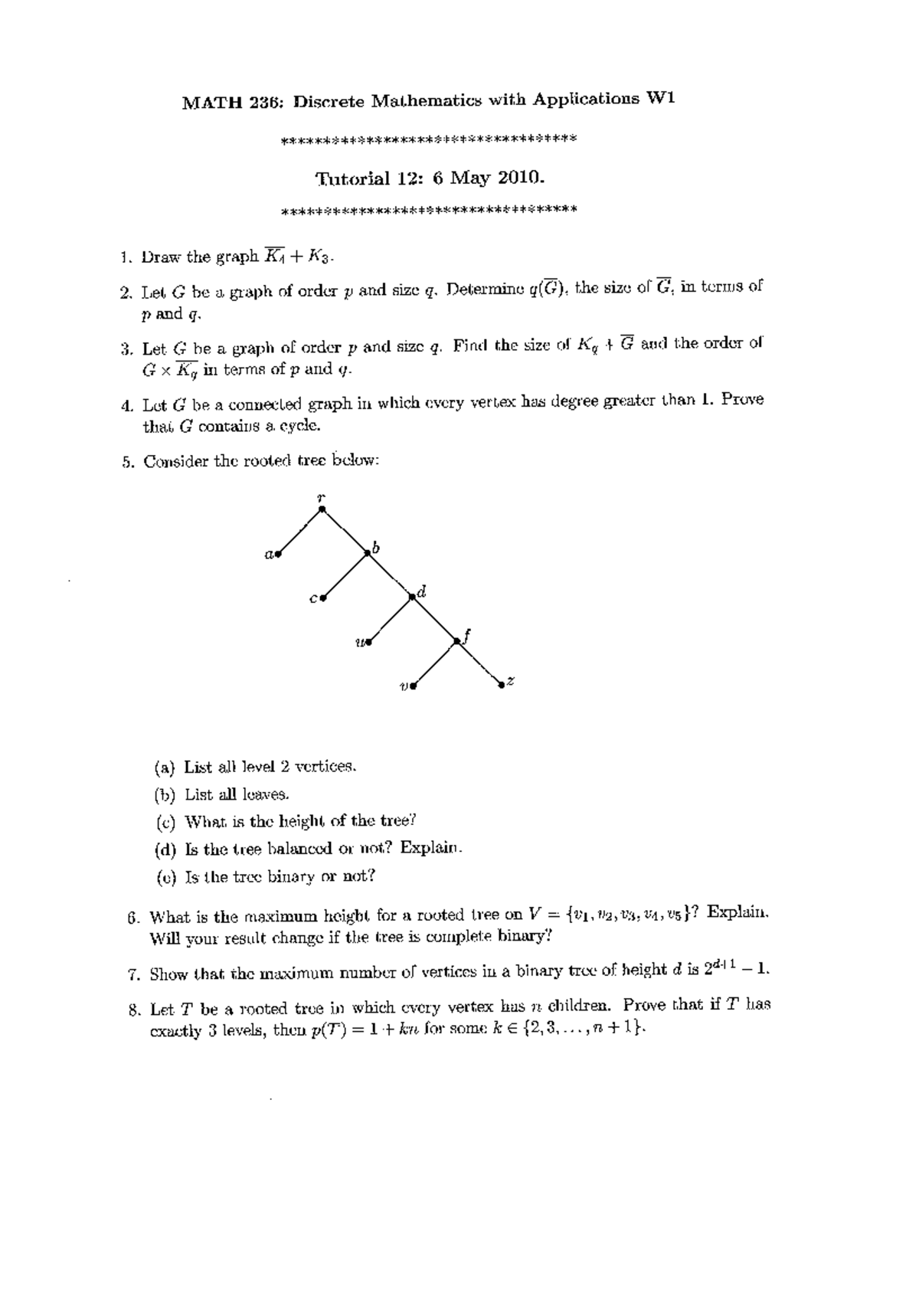 Tutorial 12s - Comp107 - Studocu