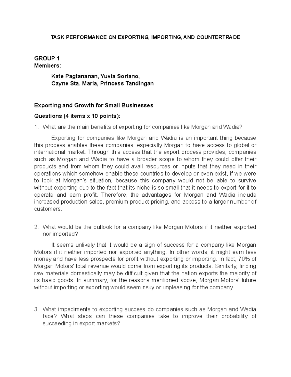11-tp-1 - Assignment - TASK PERFORMANCE ON EXPORTING, IMPORTING, AND ...