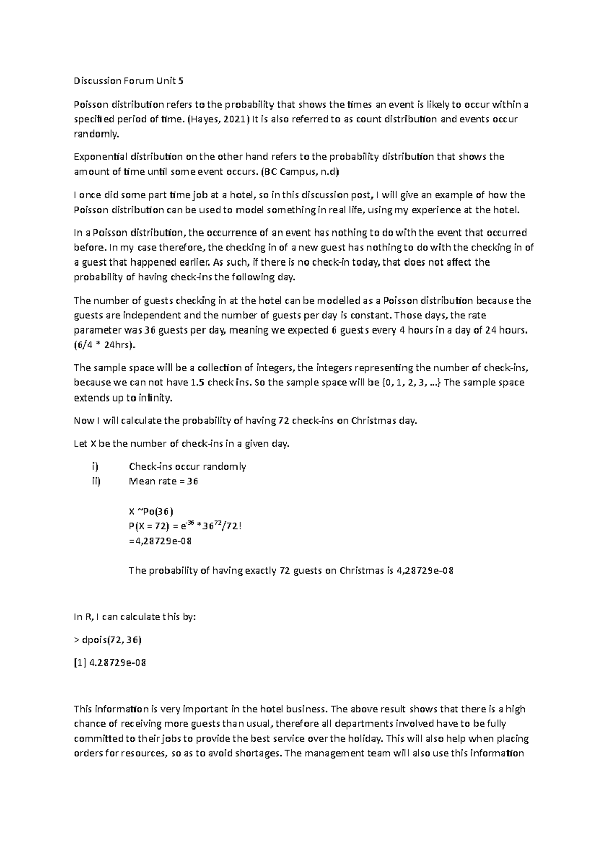 Discussion Forum Unit 5 Introduction to Statistics - Discussion Forum ...