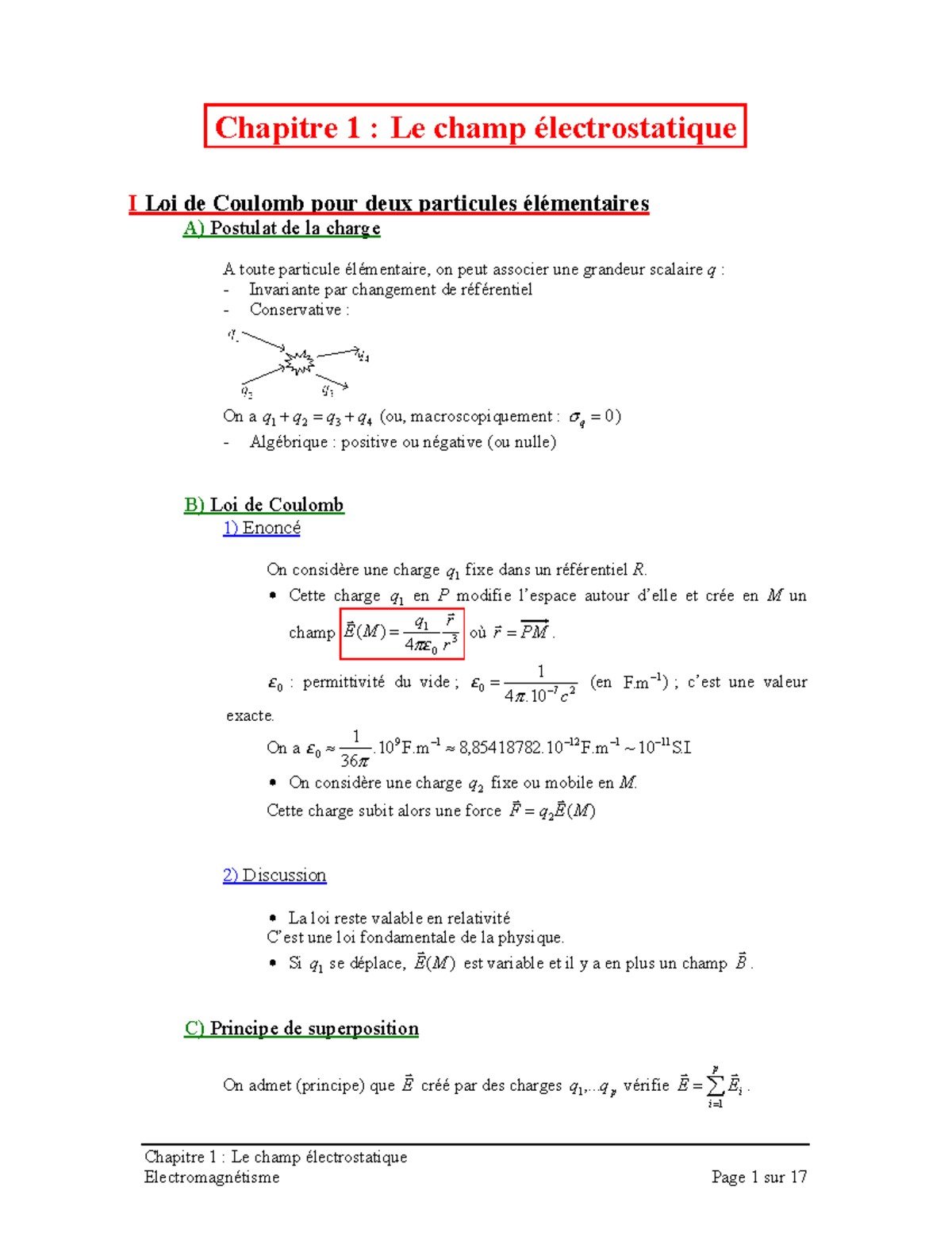 Electrostatique electrocinetique résumé 01 - - Studocu
