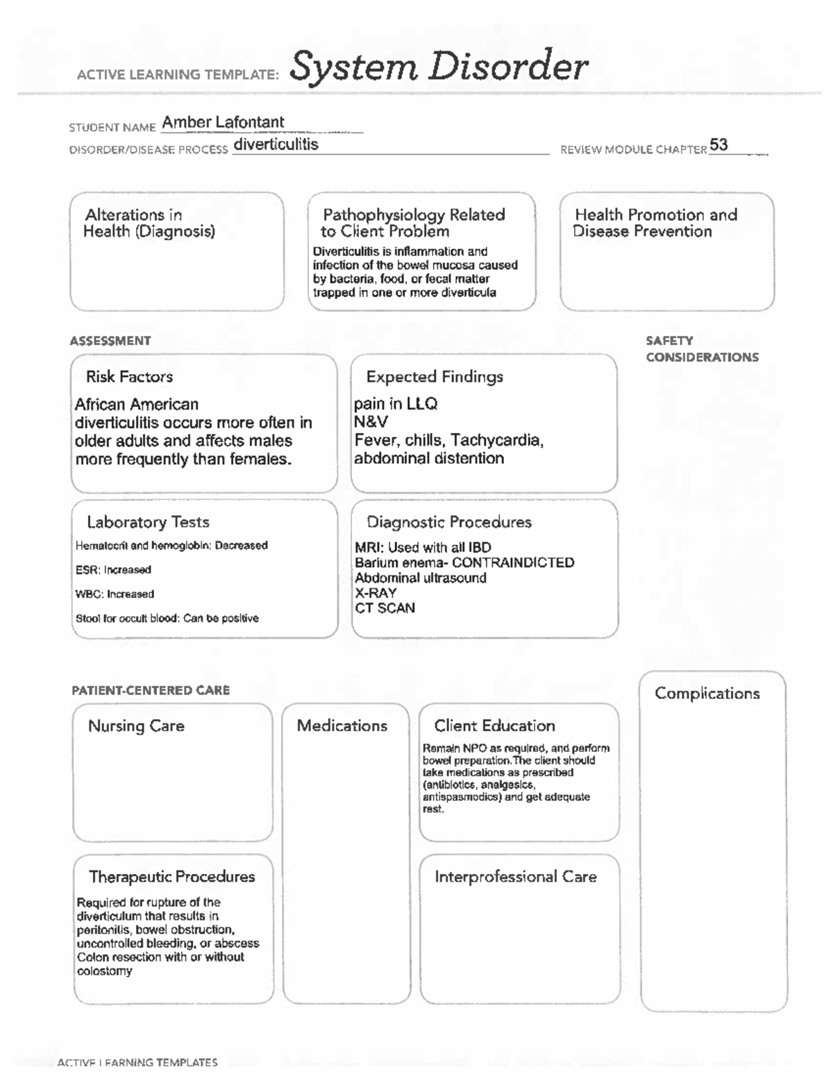 ATI Templates - ACTIVE LEARNING TEMPLATE: System Disorder STUDENT NAME ...