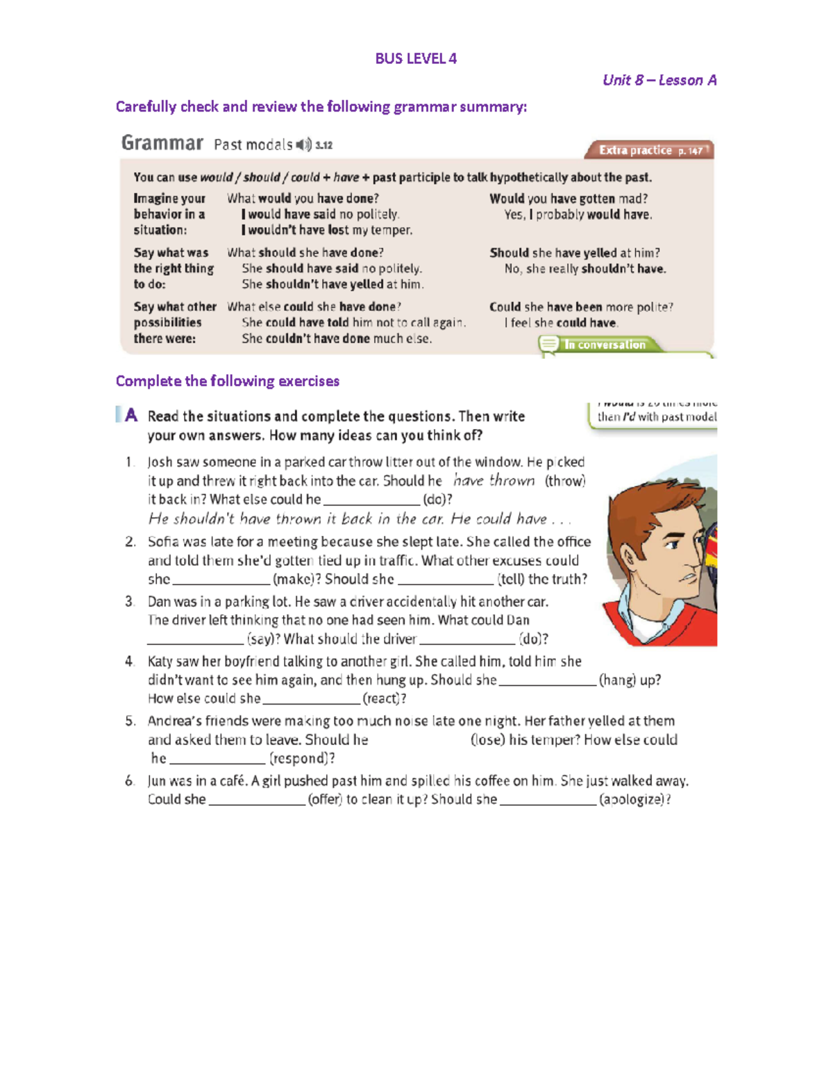 Unit 8 - Lesson A - ingles trabajo - Inglés General V - BUS LEVEL 4 ...