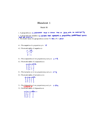 Handout 5 55 - Handout 5 Math 55 A Blanket assumption: function f : A Ñ ...