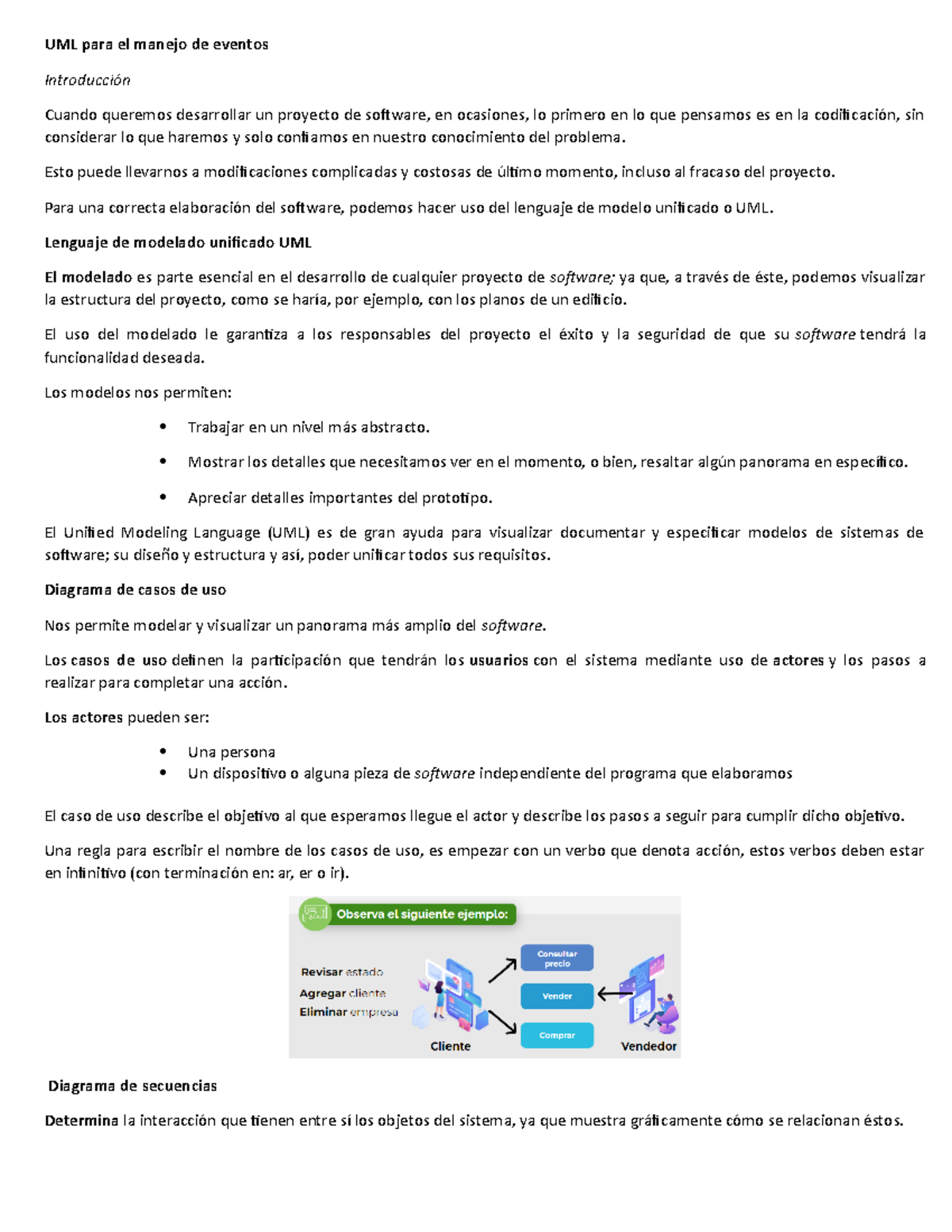 Topicos avanzados de programación - UML para el manejo de eventos Introducción Cuando queremos ...