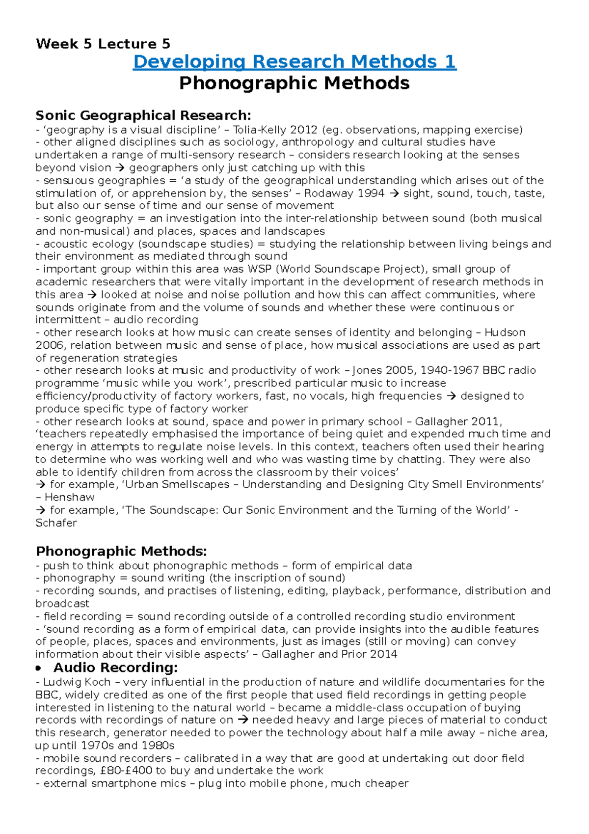 Week 5 Lecture 5 - Research Methods - Week 5 Lecture 5 Developing ...