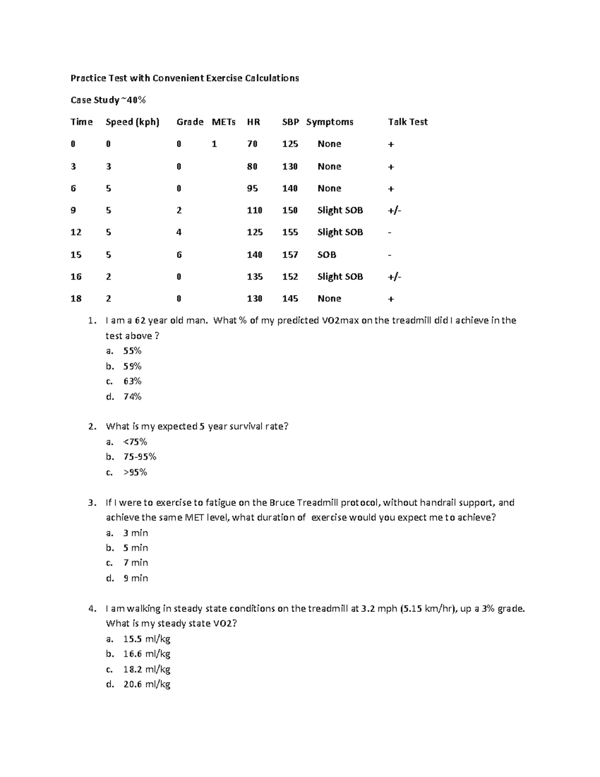 2018 Practice Exam with Convenient Exercise Calculations - Practice ...
