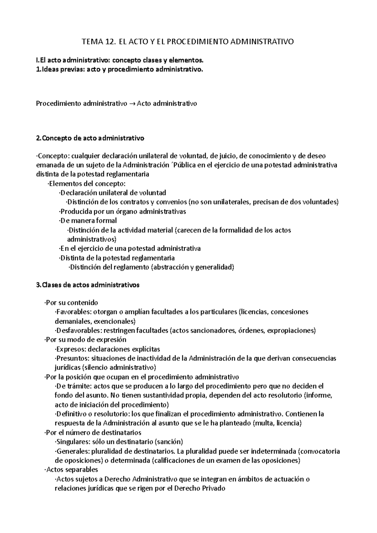 Tema 12. El acto y el procedimiento administrativo. - Warning: TT: undefined function: 32 TEMA ...