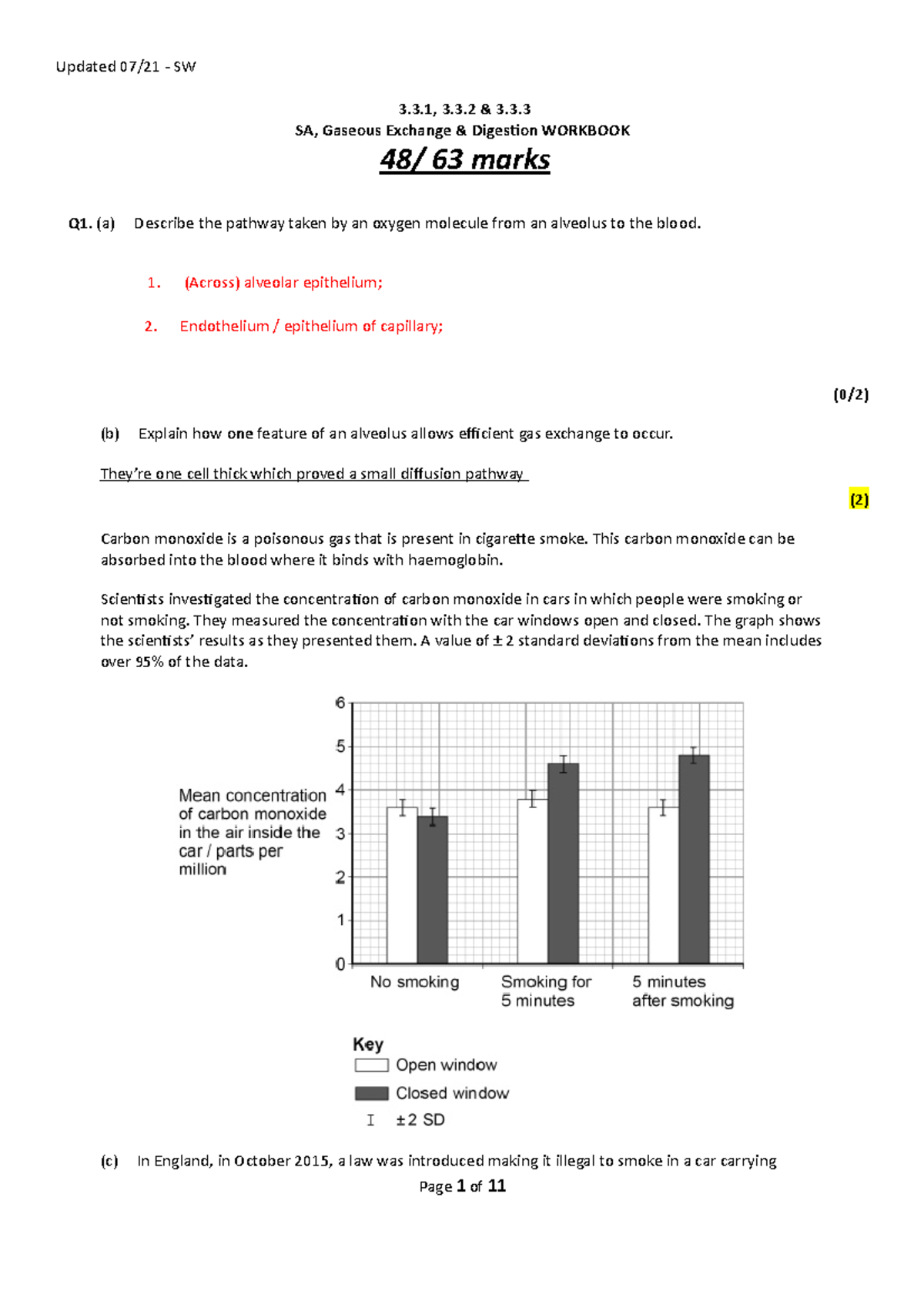 Digestion workbook - exam question and answers - 3.3, 3.3 & 3. SA ...
