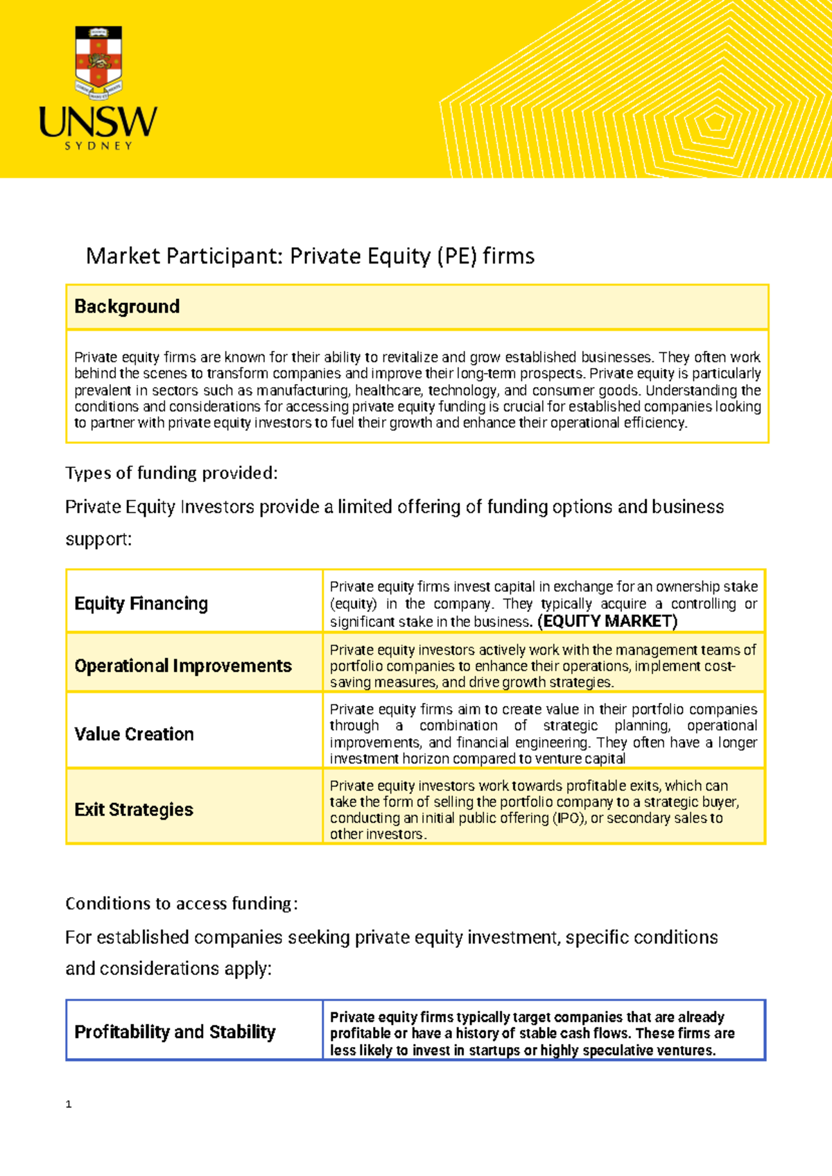 MP Private Equity Investor - Market Participant - 1 Market Participant ...