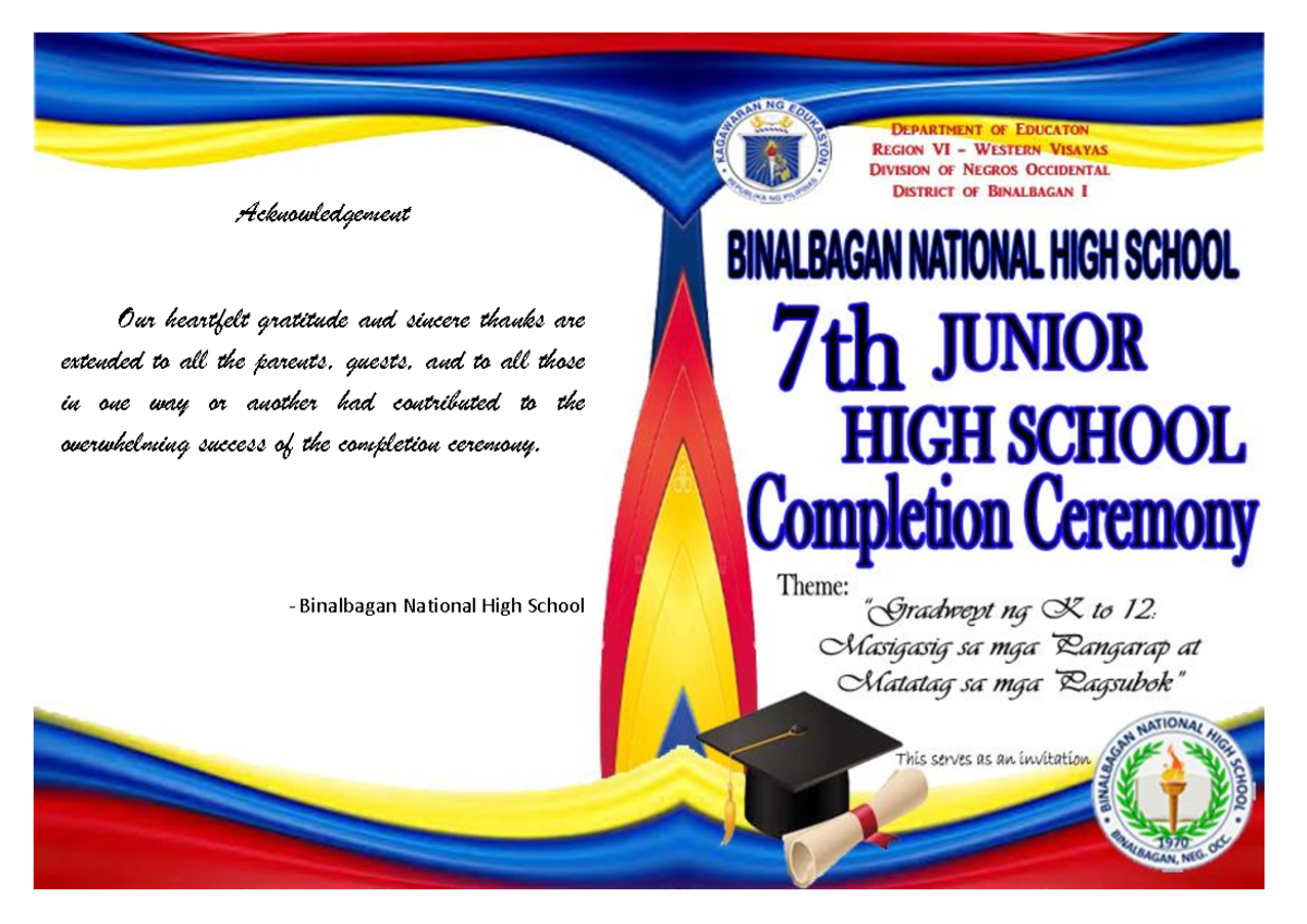 JHS Completion 1 edited - Acknowledgement Our heartfelt gratitude and ...