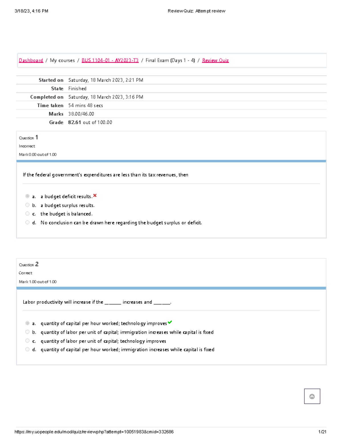 Review Quiz Review Macroeconomics 3 - Started on Saturday, 18 March ...