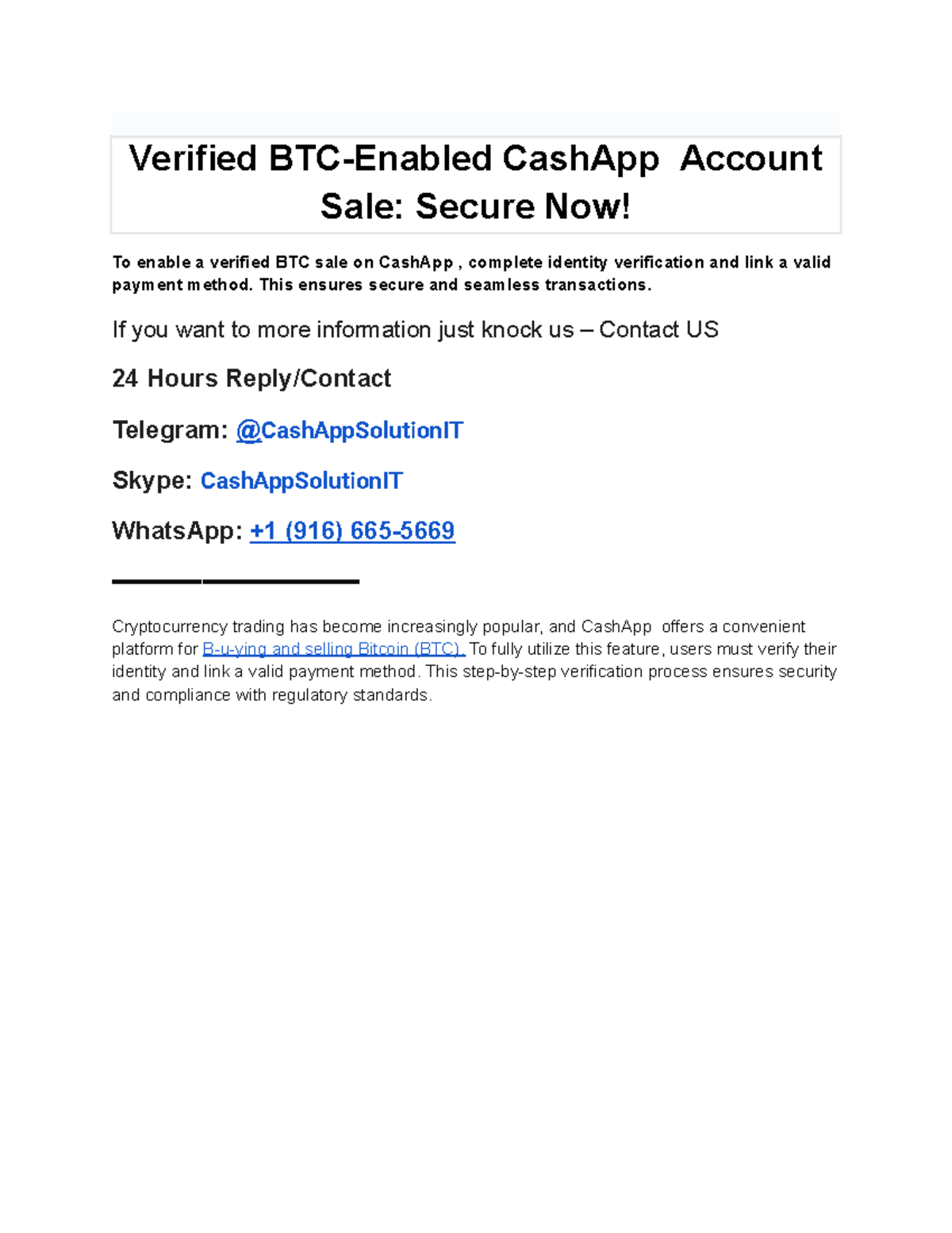 Verified Btc Enable Cash App account sale - Verified BTC-Enabled ...
