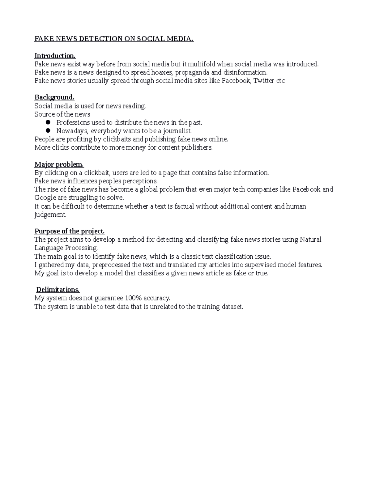 FAKE NEWS Detection - project proposal - FAKE NEWS DETECTION ON SOCIAL ...