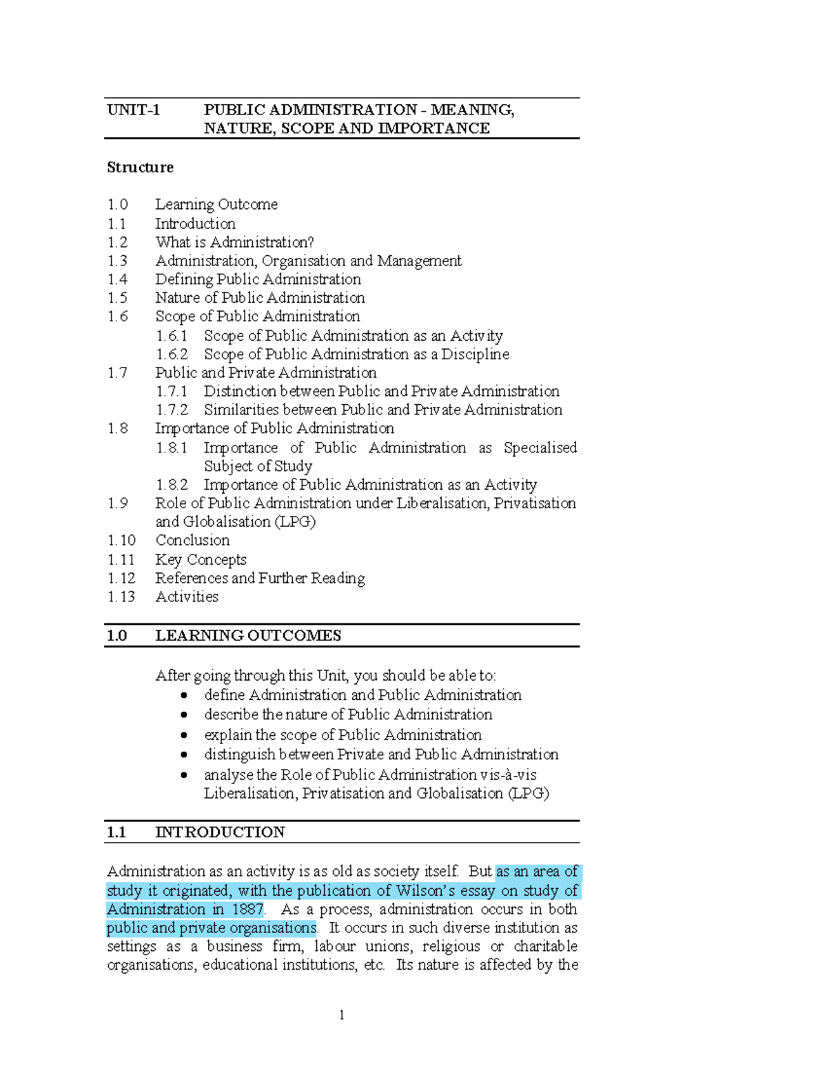 Public Administration as a Discipline - UNIT-1 PUBLIC ADMINISTRATION ...