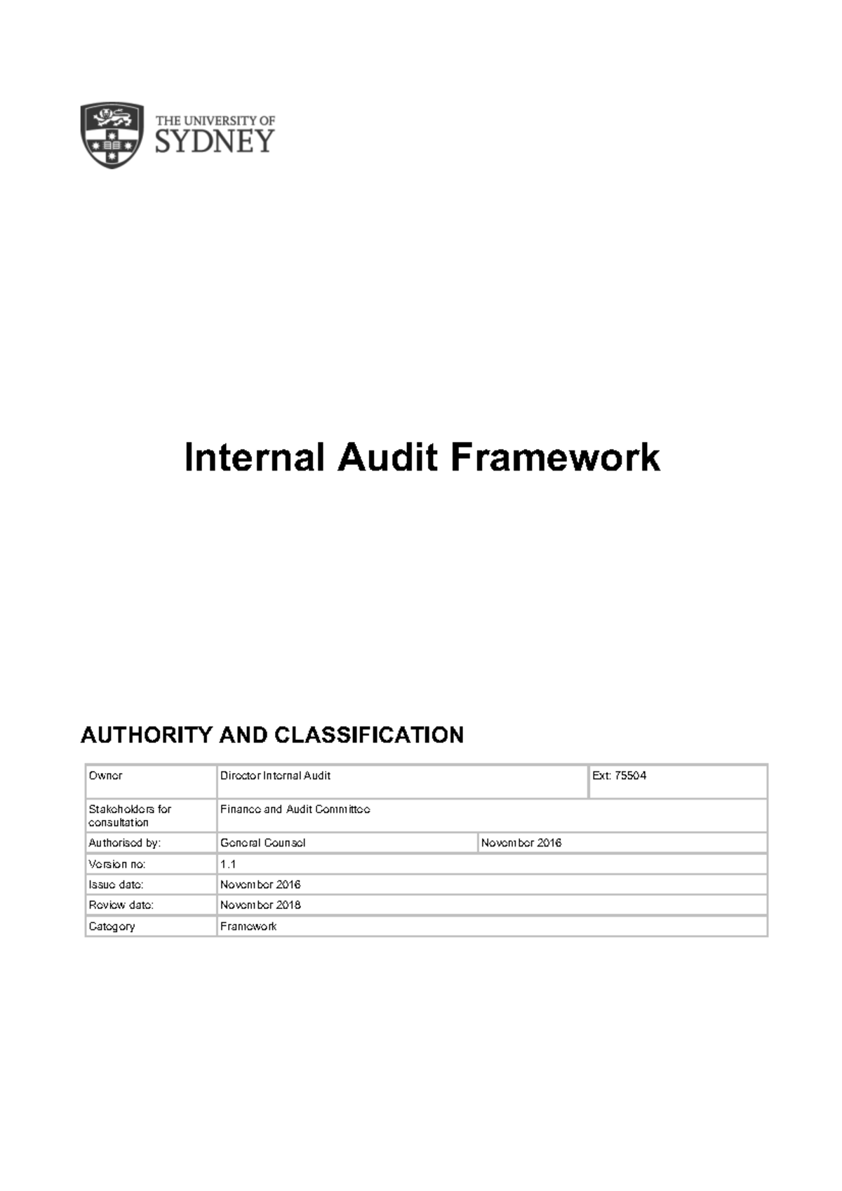 Internal-audit-framework - Internal Audit Framework AUTHORITY AND ...