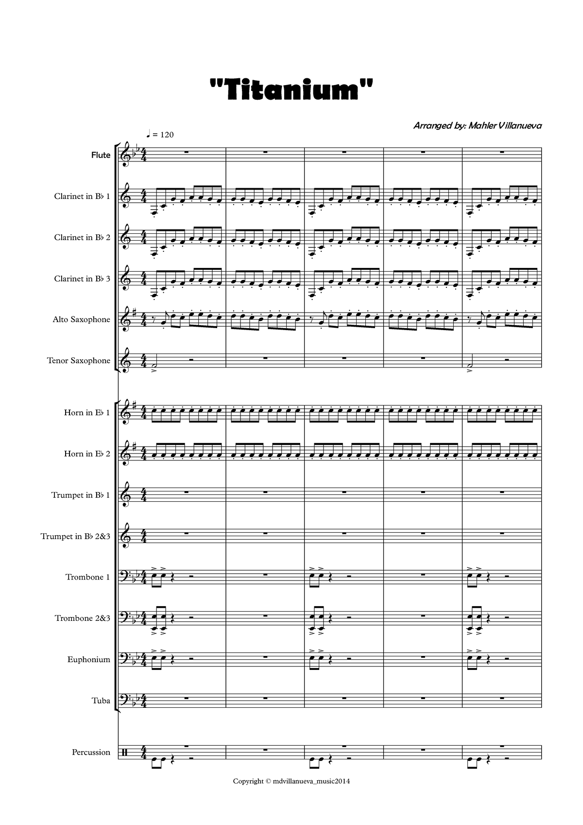 Titanium Score and parts - ° ¢ ° ¢ Copyright © mdvillanueva_music Flute ...