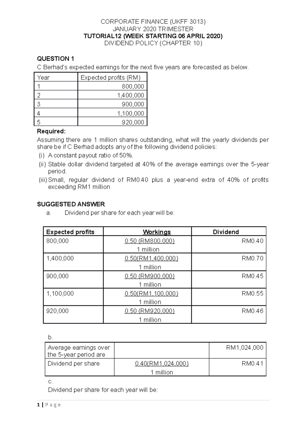 Tutorial 12 (JAN 2020) Answers - JANUARY 2020 TRIMESTER TUTORIAL12 ...