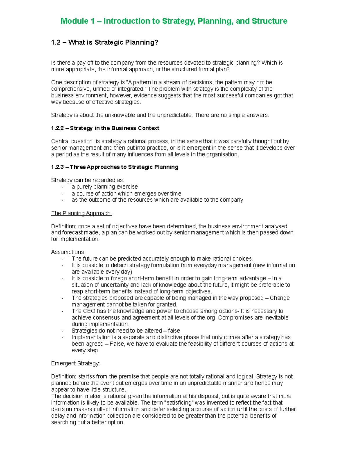 Ch1 Strategy Planning and Structure - Module 1 – Introduction to ...
