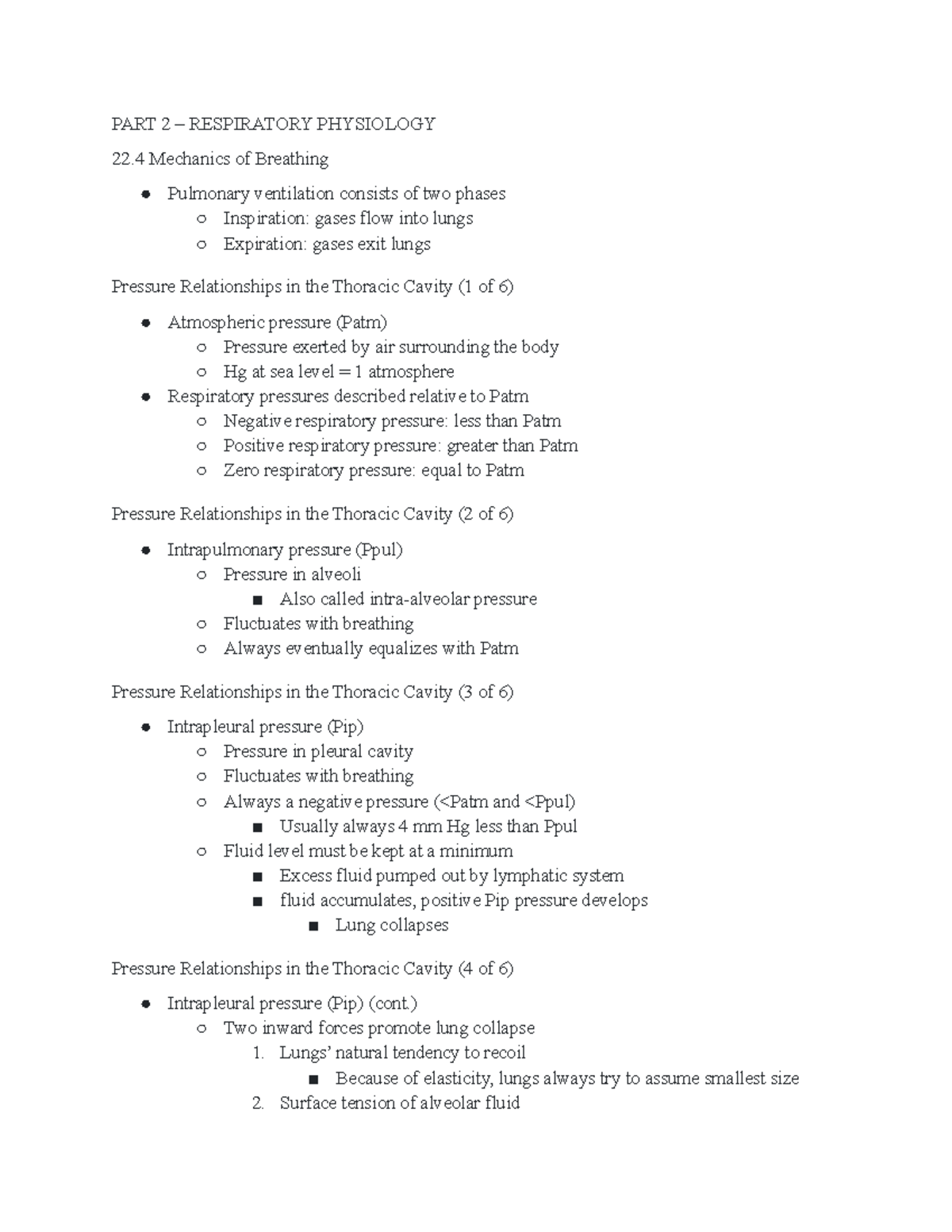 PART 2 – Respiratory Physiology - PART 2 – RESPIRATORY PHYSIOLOGY 22 ...