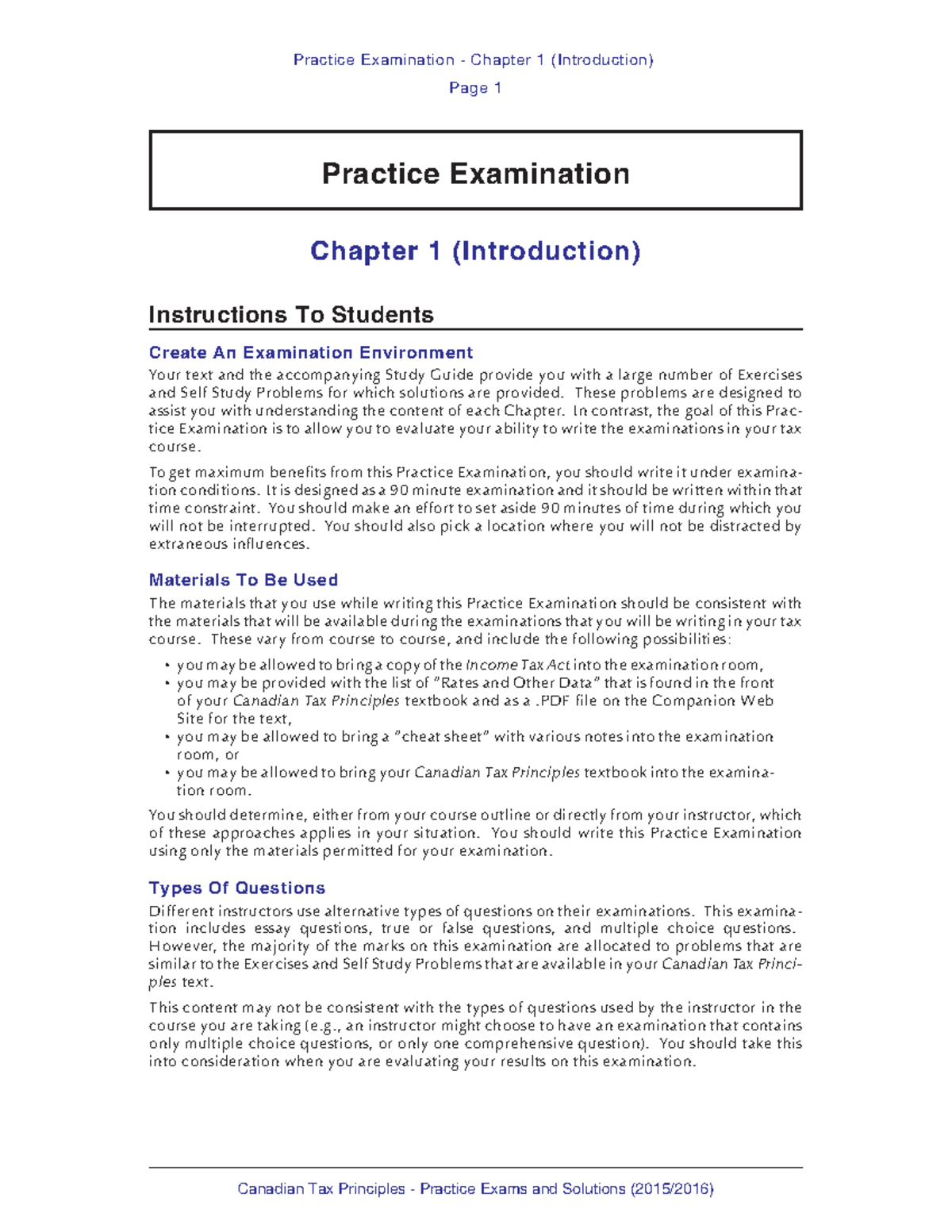 Sample/practice exam 2015, questions and answers - for chapter 1 ...