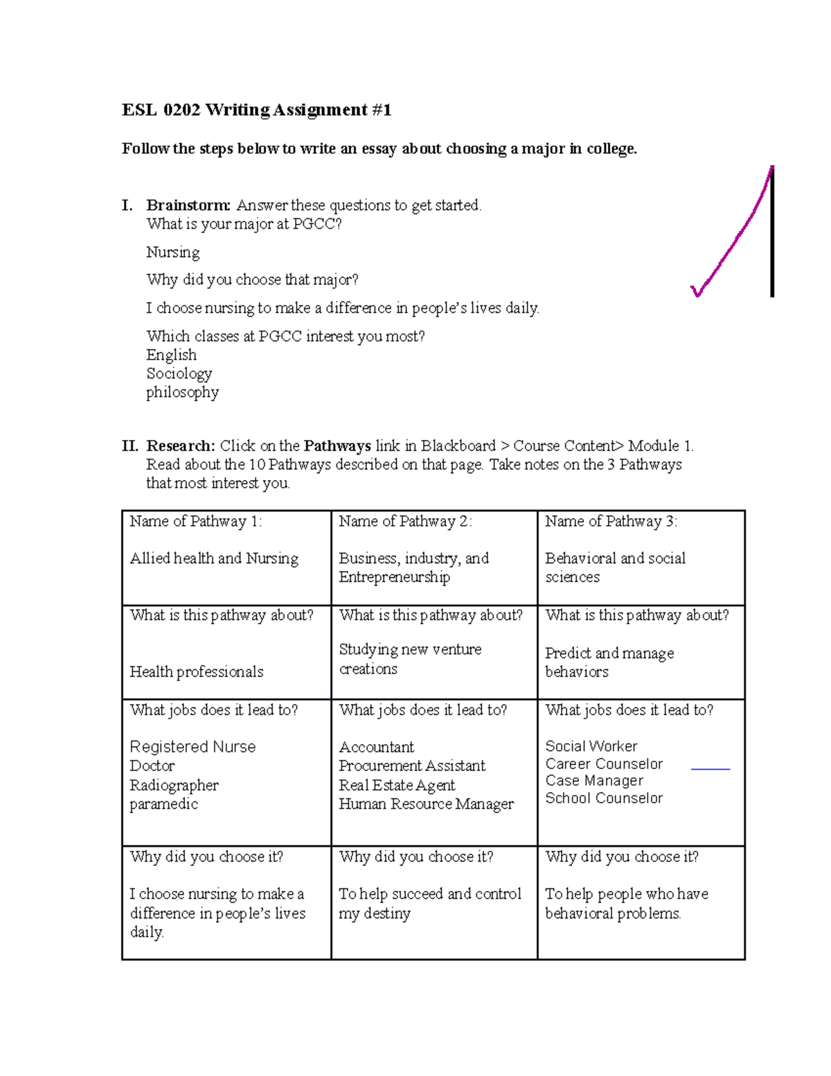 ESL 202 Rewrite - WRITING - ESL 0202 Writing Assignment Follow the ...