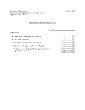 Hw7 - CSEP 521 – Applied Algorithm, Spring 2003, Homework 7 - CSEP 521 – Applied Algorithm ...