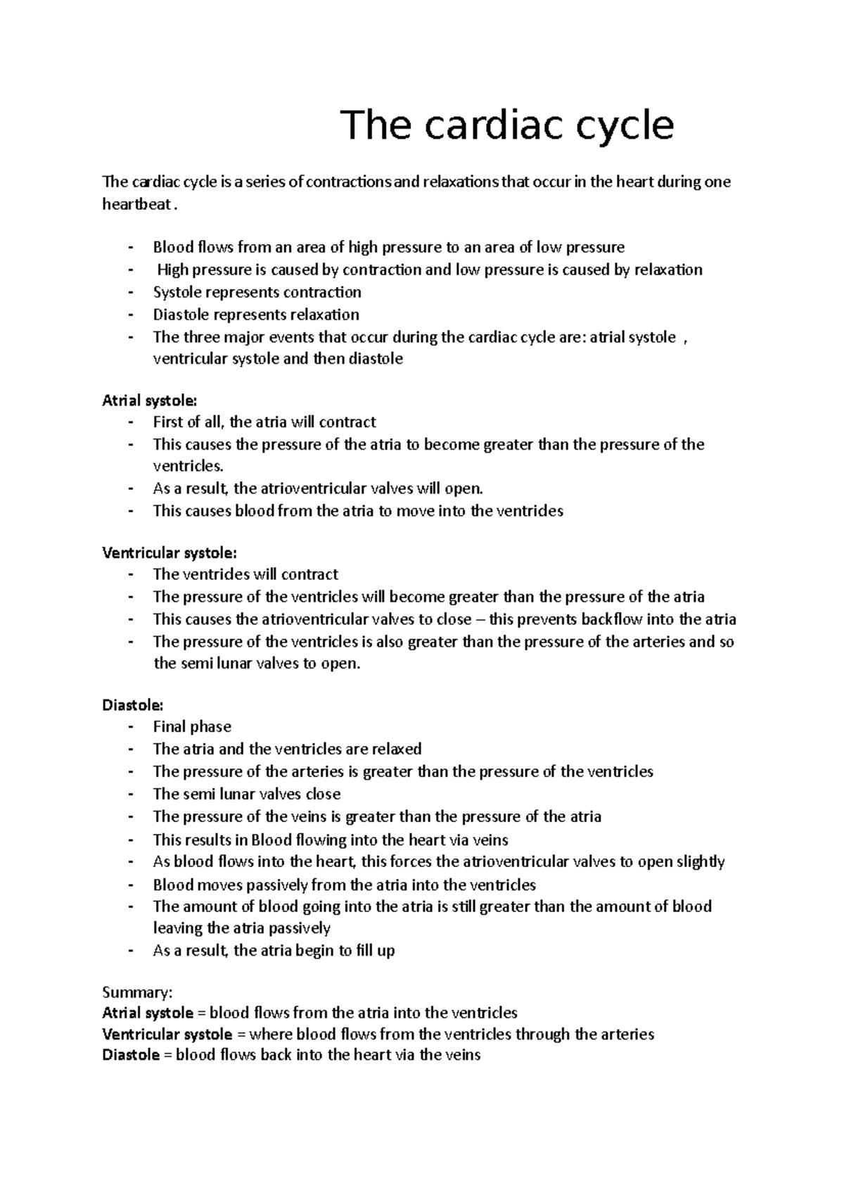 The cardiac cycle - The cardiac cycle The cardiac cycle is a series of ...