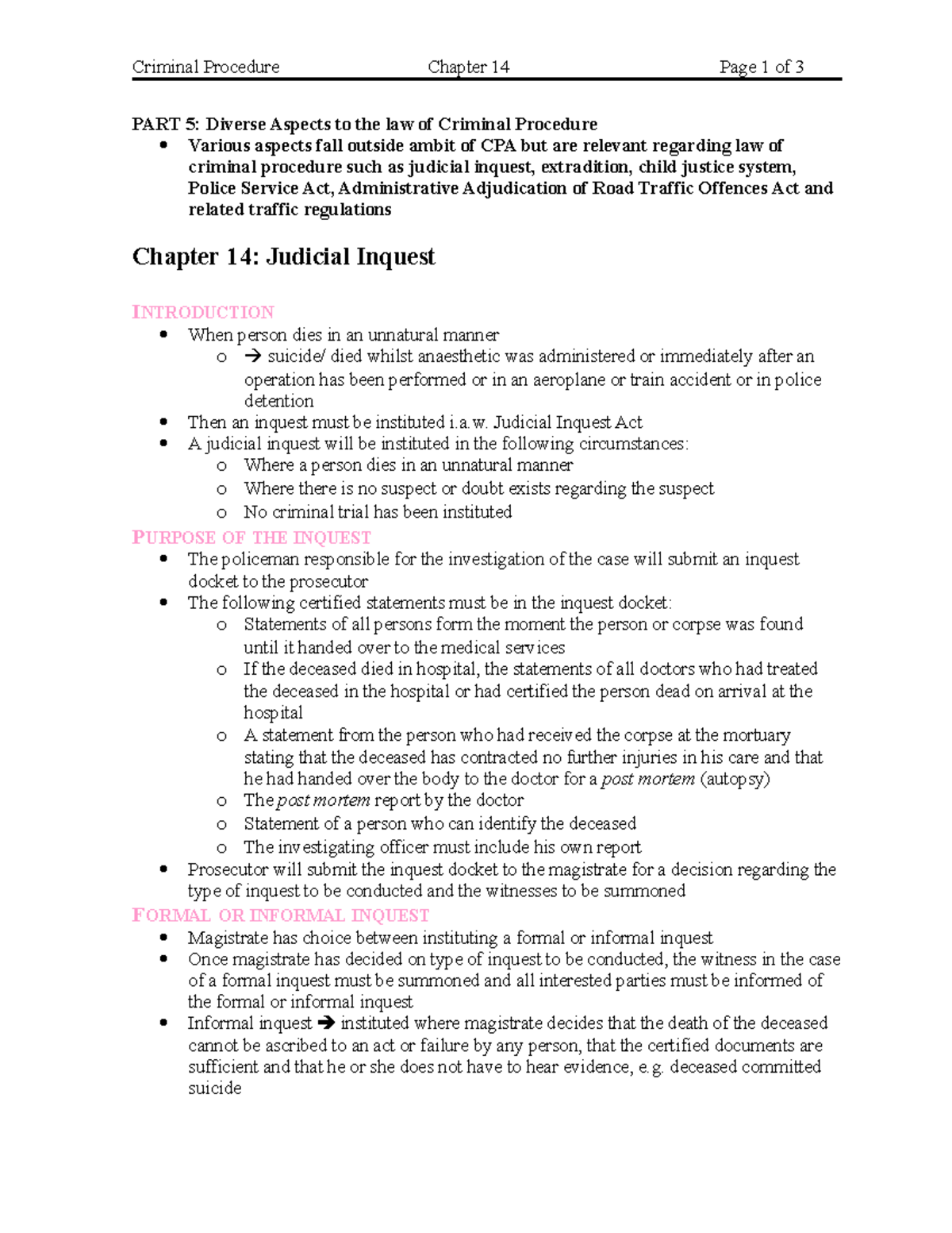 Chapter 14 - Judicial Inquest - Criminal Procedure Chapter 14 Page 1 of ...