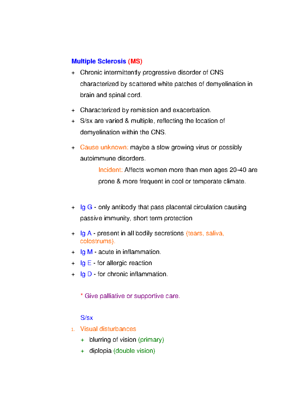 Multiple Sclerosis - summary - Multiple Sclerosis (MS) Chronic ...
