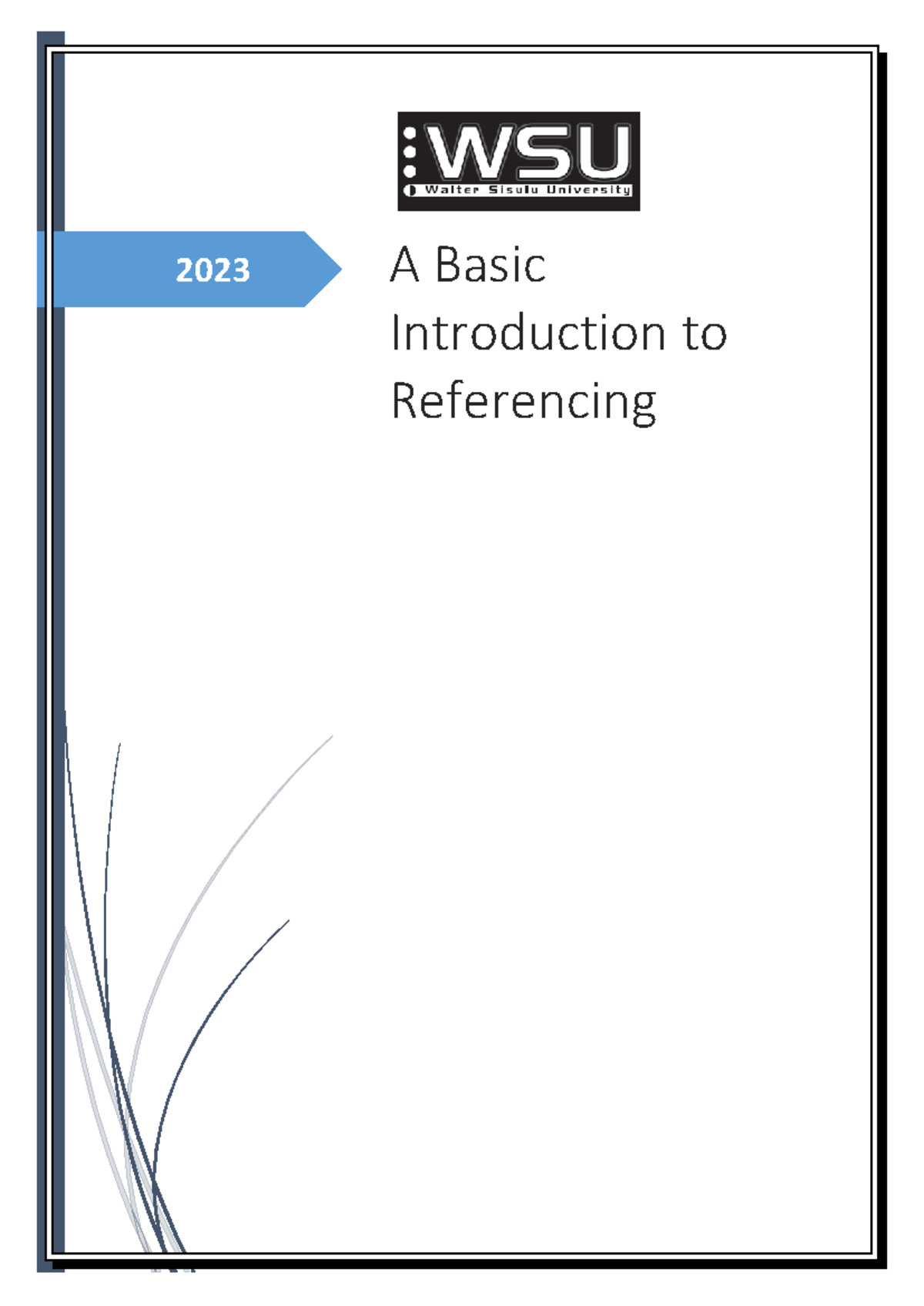 WSU Referencing Workbook 2023 - 2023 A Basic Introduction to ...