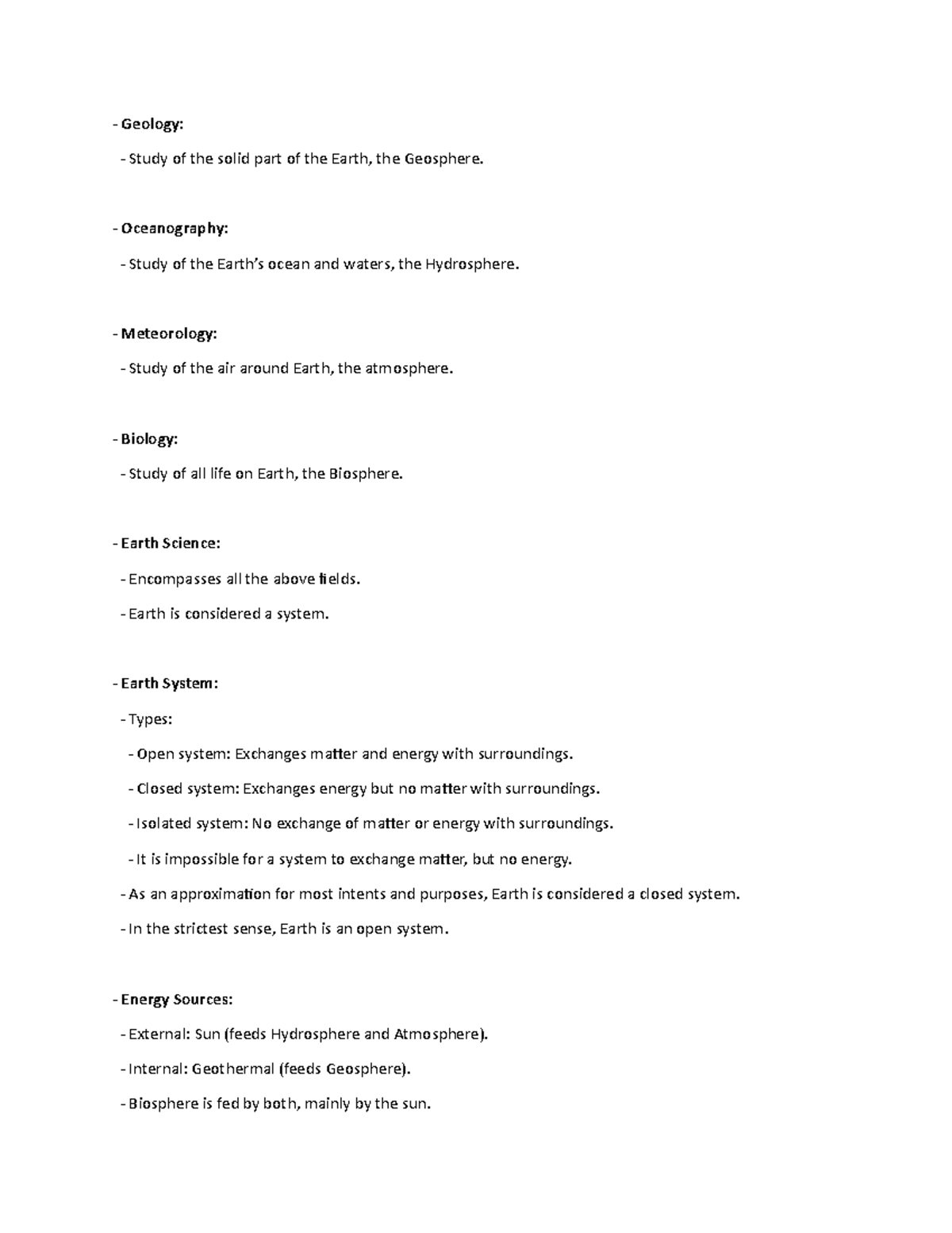 Earth IN Space - First Exam Topics - Geology: Study of the solid part ...