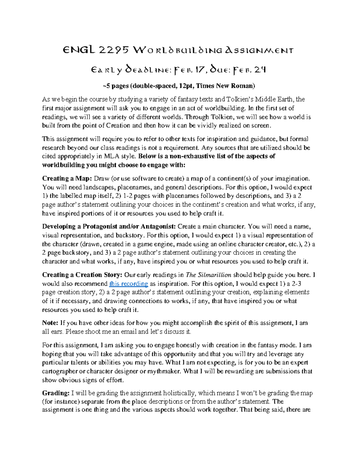 ENGL 2295 Worldbuilding Assignment - ENGL 2295 Worldbuilding Assignment ...