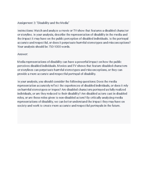 Assignment 3 Disability and Accessible Design - Assignment 3 ...