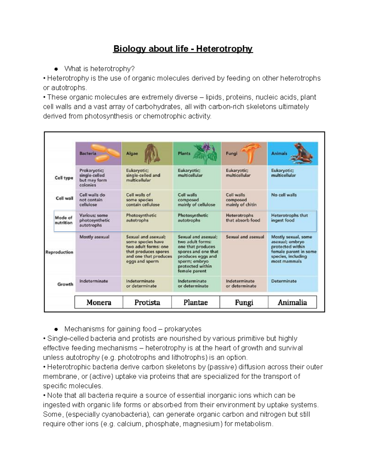 Biology about life - Heterotrophy - These organic molecules are ...